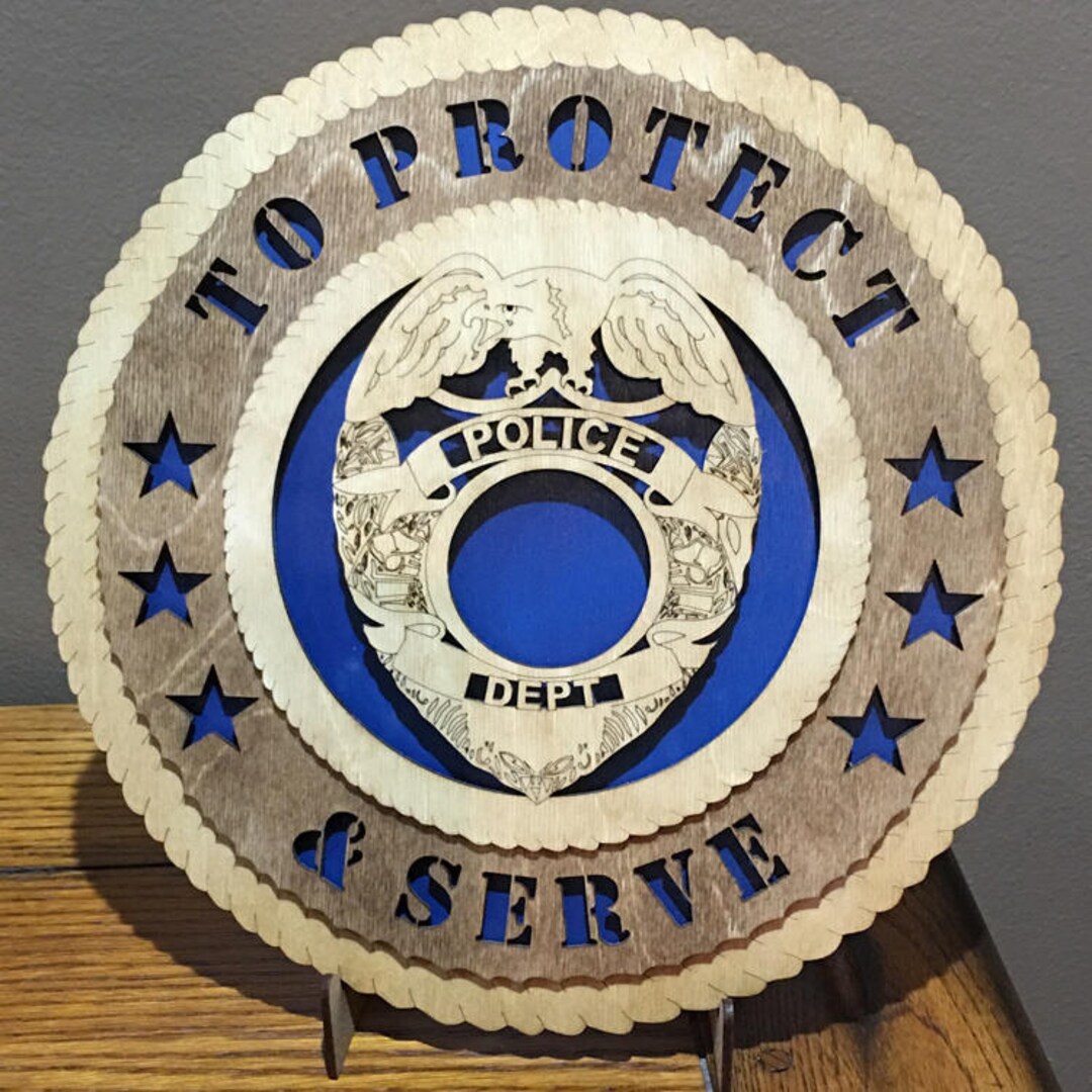 Police Badge Wall Tribute Mancave Can Be Personalized, Stand, Jumbo 16 ...