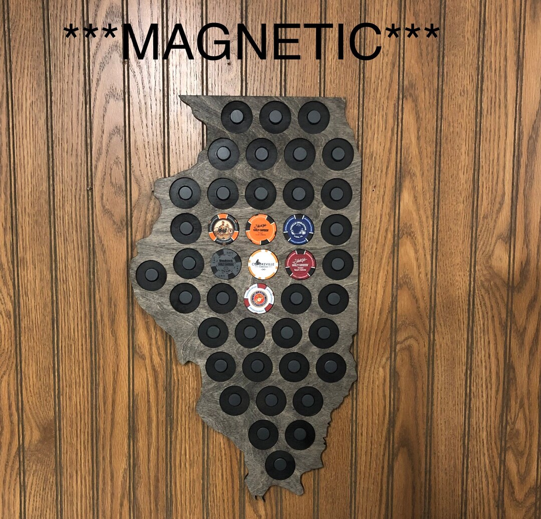 Poker Chip Magnetic Illinois Map Display Fits 42 Harley-davidson or ...