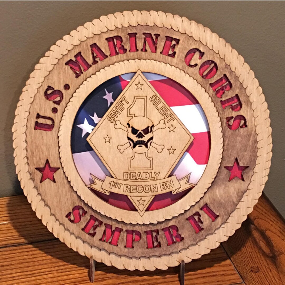 US Marine 1st Recon Wall Tribute Sign Mancave Military Marines Stand ...