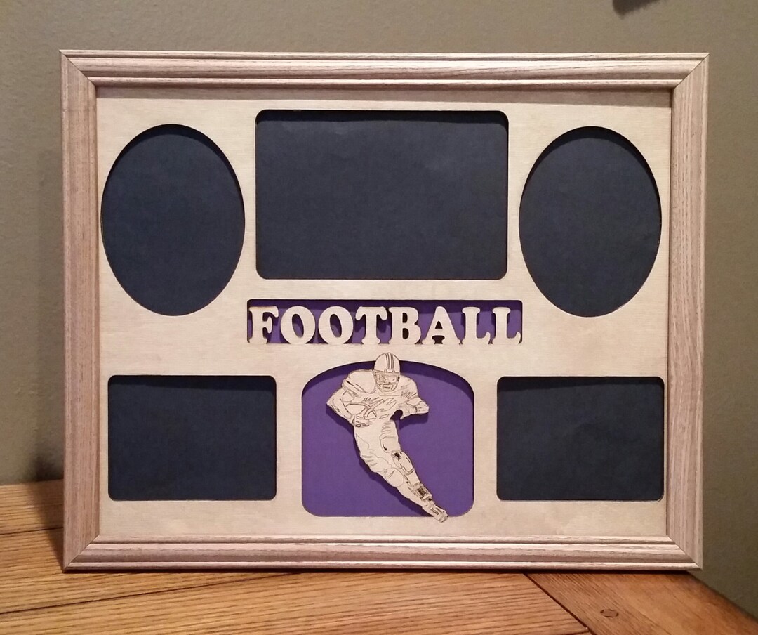 11x14 Football Laser Engraved Picture Frame With 5 Photo Holes Collage ...