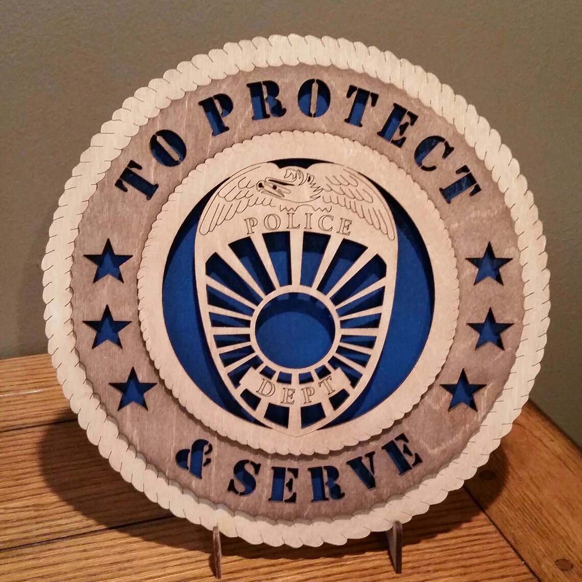 Police Badge Wall Tribute ManCave Protect and Serve Badge | Etsy