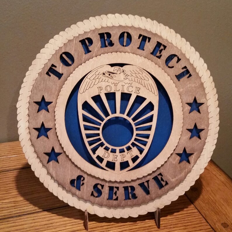 Police Badge Wall Tribute Mancave Protect and Serve Badge Personalized ...
