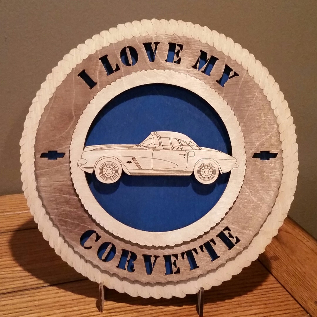 Corvette Laser Engraved Wall Tribute Can Be Personalized Mancave Stand ...