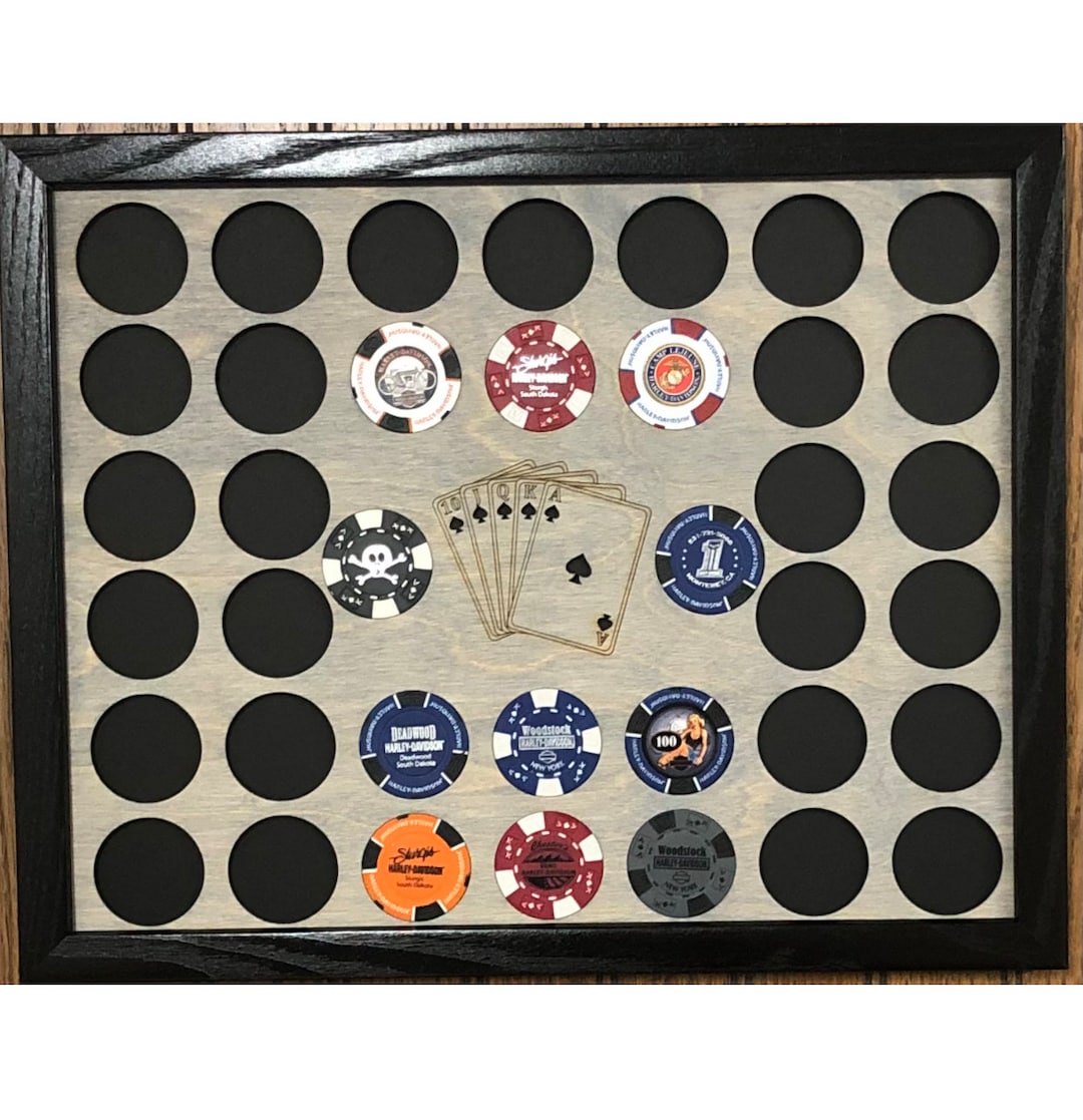 Straight Flush Poker Chip Frame Display Insert and Frame Fits 36 Harley ...