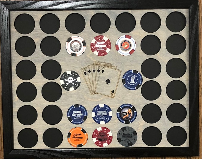 Straight Flush Poker Chip Frame Display Insert and Frame Fits 36 Harley ...