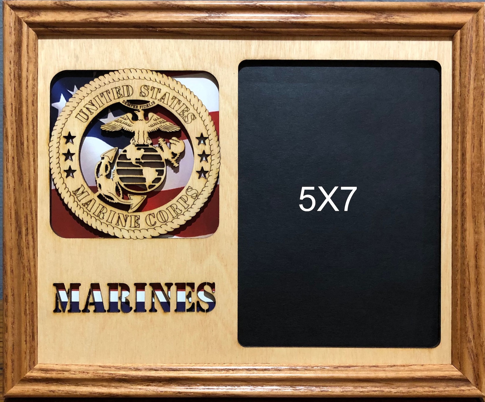 8x10 US Marine Laser Engraved Picture Frame With 5x7 Photo Opening and ...