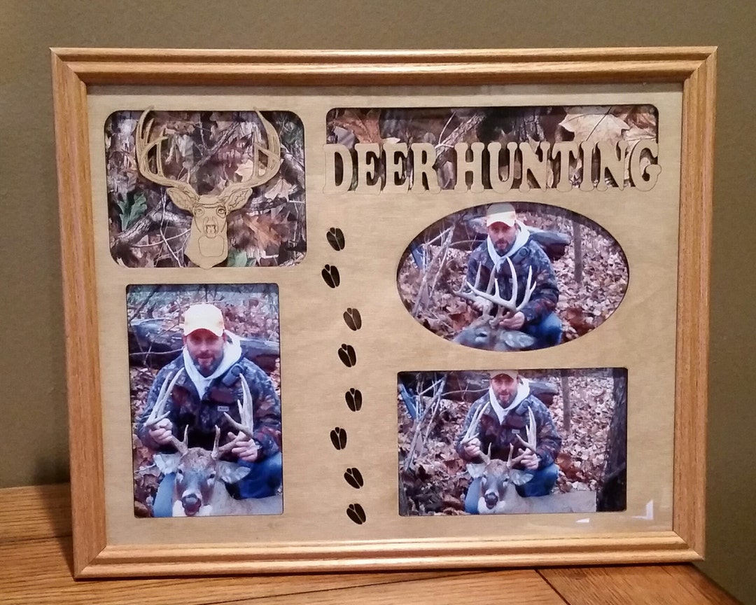 11x14 Deer Hunting Head Only Laser Engraved Picture Frame With 3 Photo ...