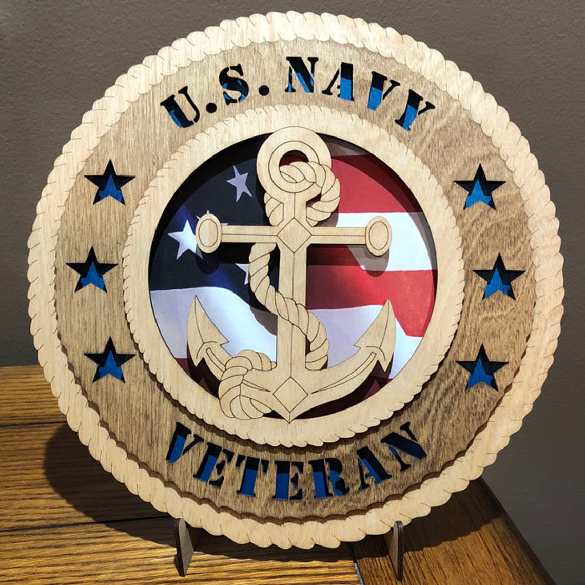 US Navy Veteran Wall Tribute Can Be Personalized Stand - Etsy