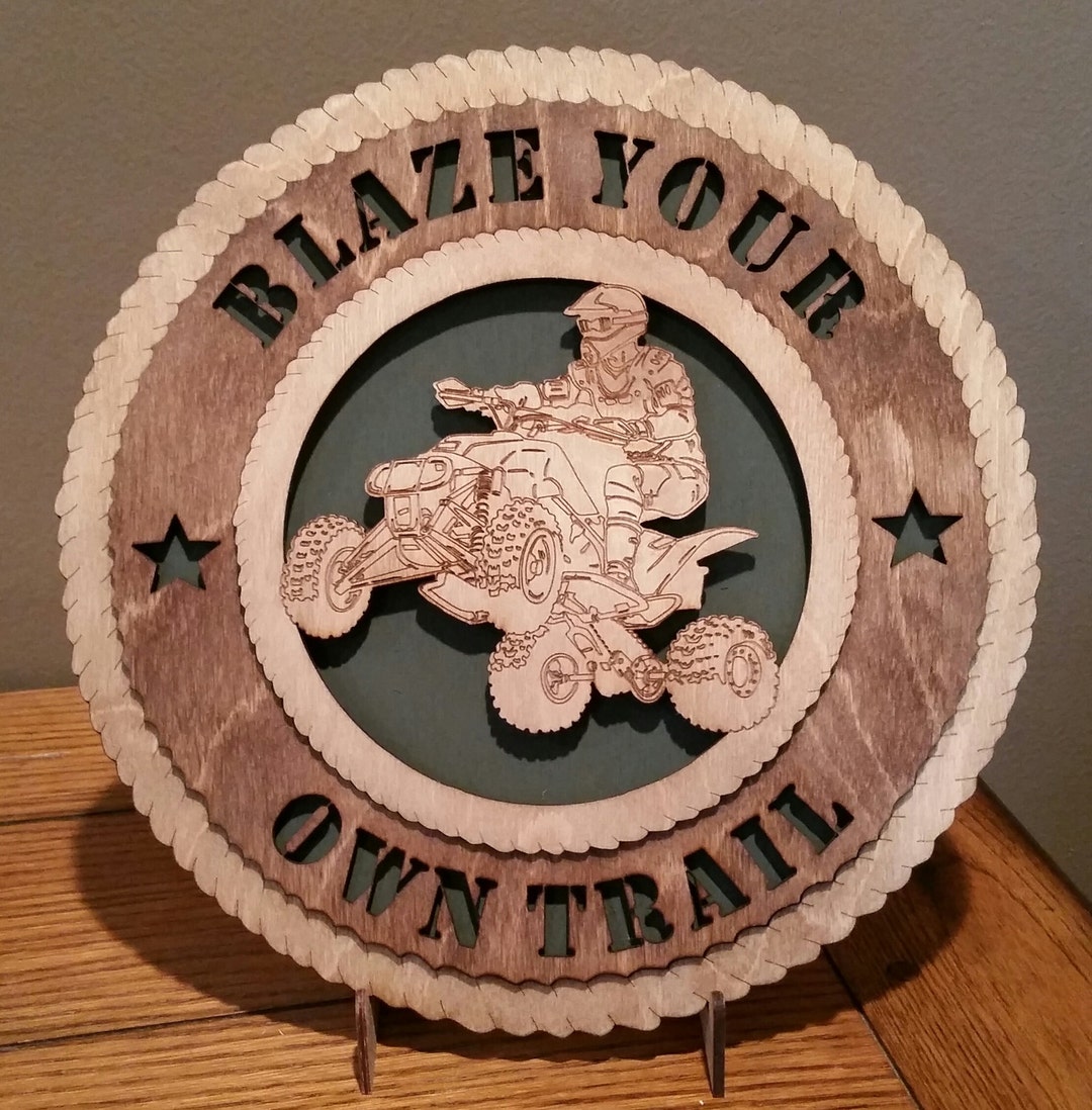 Motorcycle 4 Wheeling Dirt Bike Laser Engraved Walltribute Sign ...