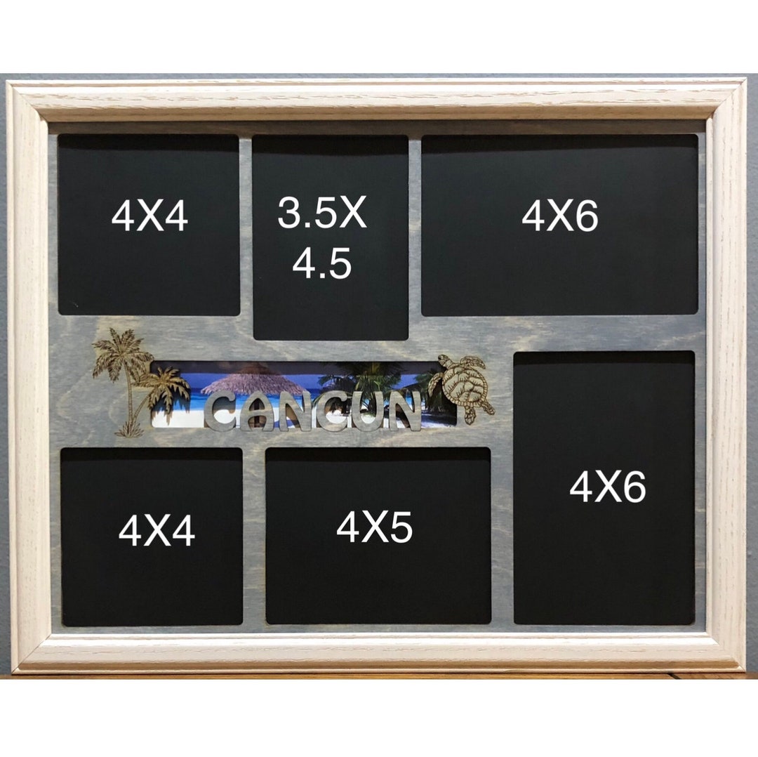11x14 Cancun Vacation Laser Engraved Picture Frame With 6 Photo Holes ...