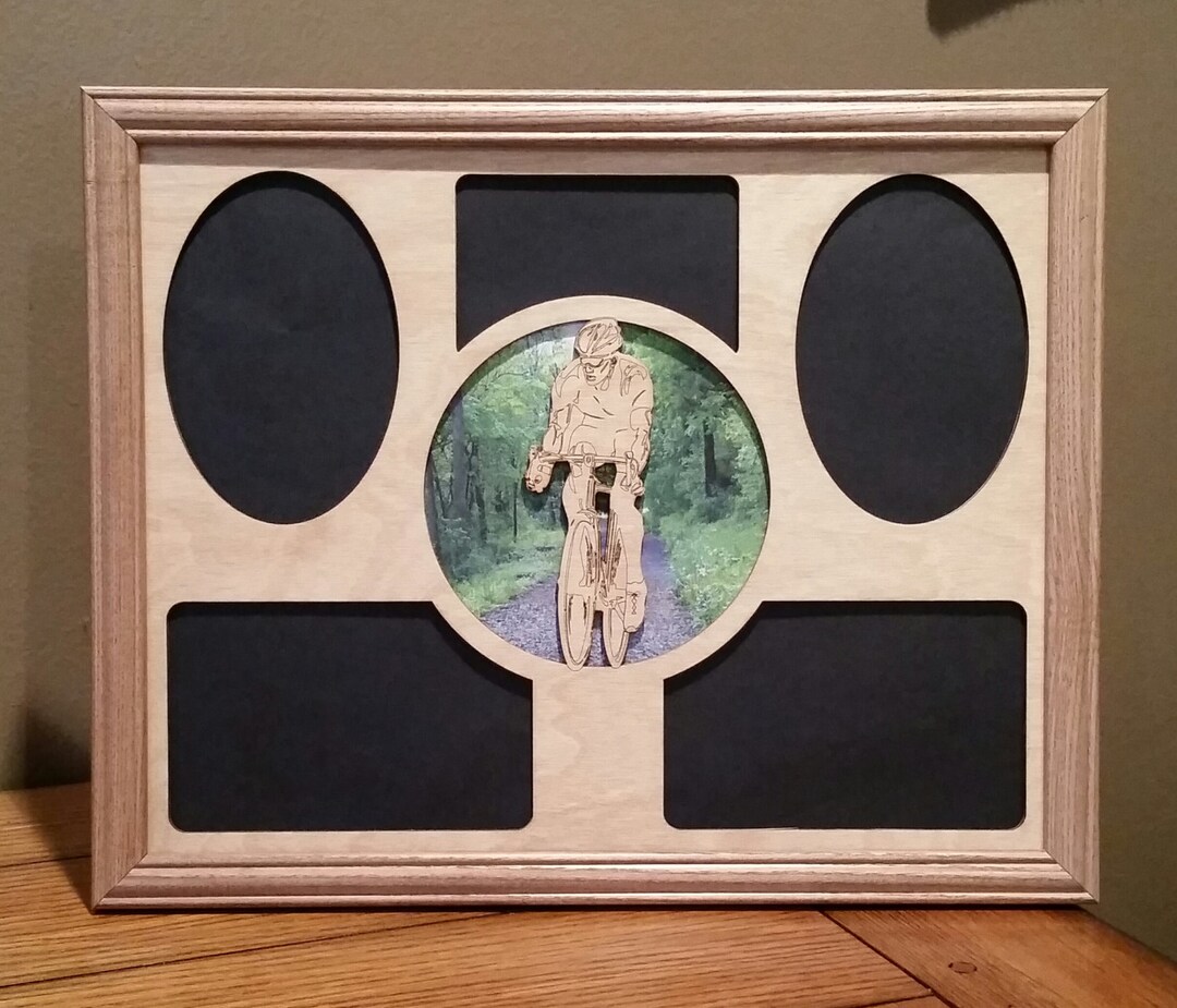 11x14 Bike Rider Engraved Picture Frame With 5 Photo Holes Collage ...