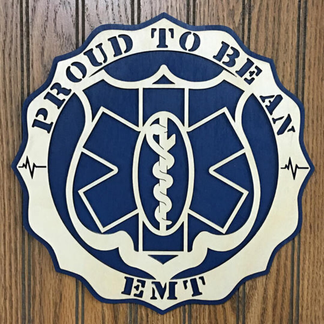 EMT Wood Sign Mancave Proud to Be a EMT With Hanger on Back - Etsy