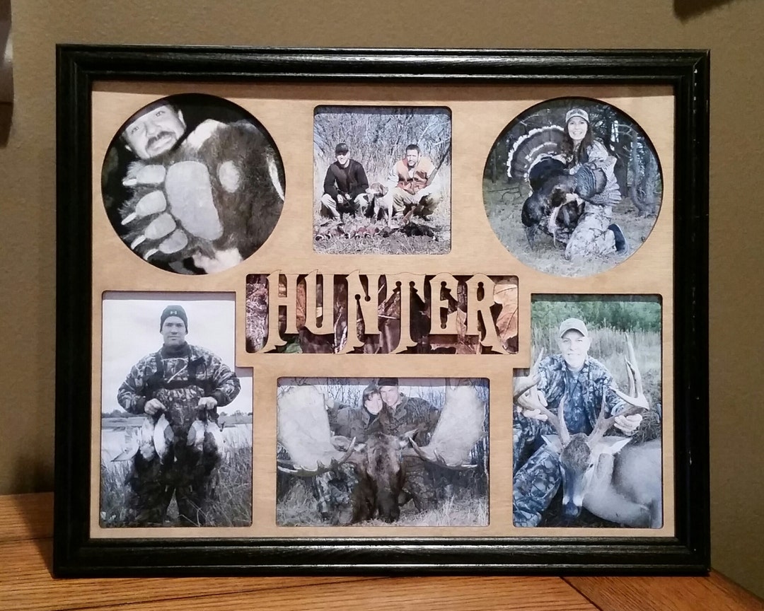 11x14 Deer Hunting and Hunter Laser Engraved Picture Frame With 6 Photo ...