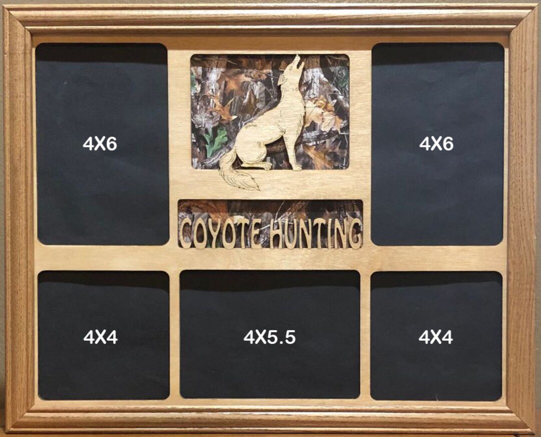 11x14 Coyote Hunting Laser Engraved Picture Frame With 5 Photo Holes ...