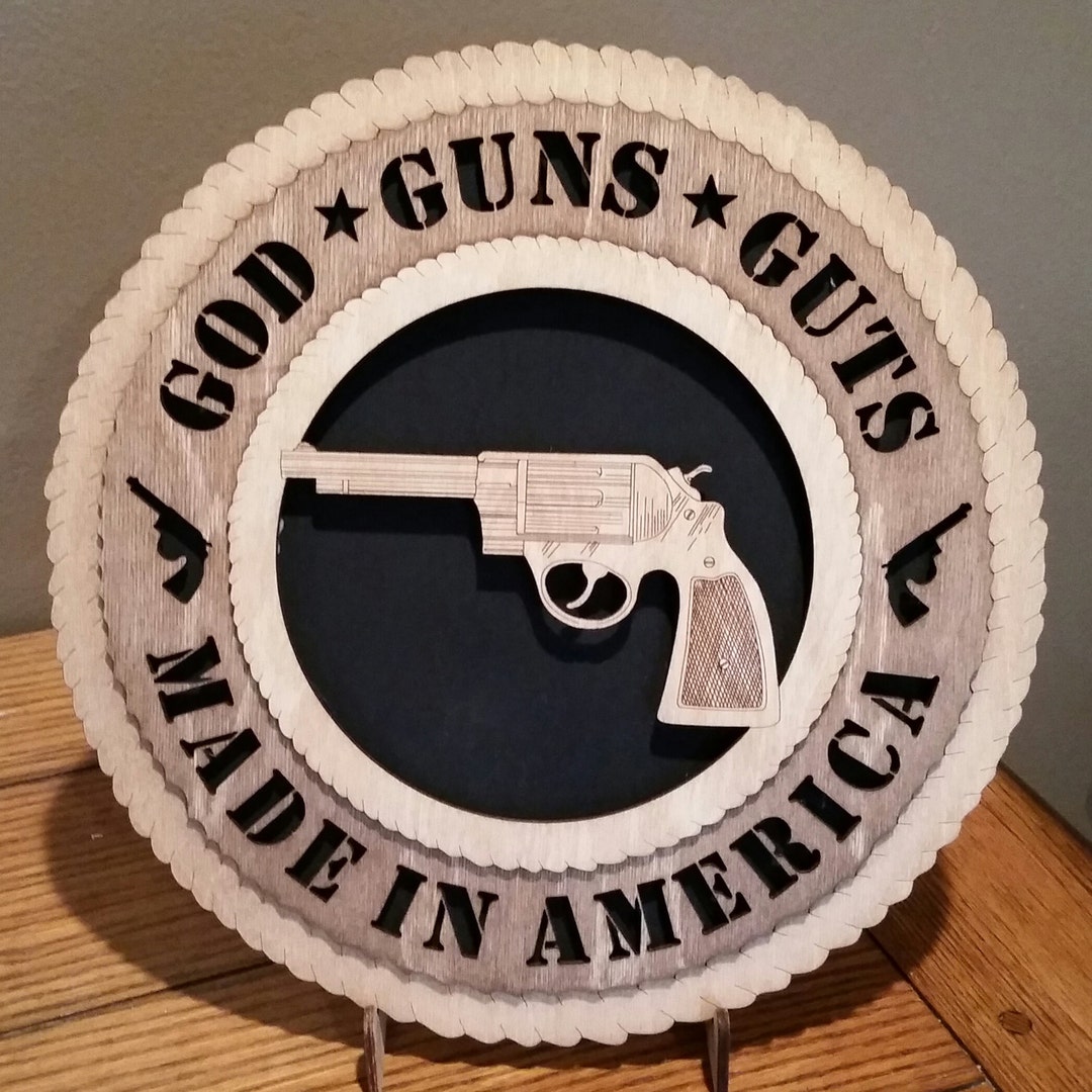 God Guns Guts 2nd Amendment Wall Tribute Mancave Military Army Navy Air ...