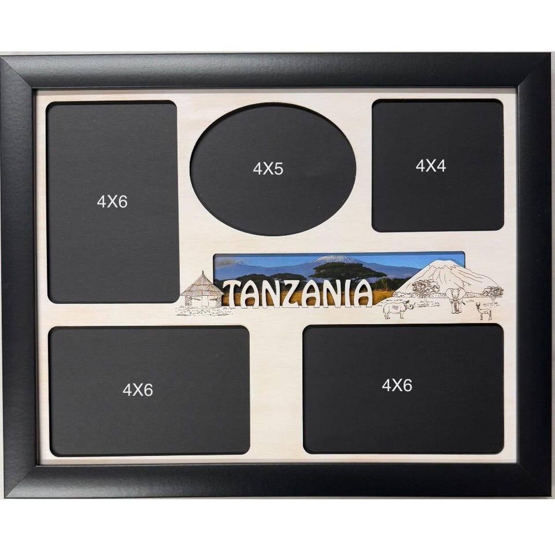 11x14 Tanzania Vacation Laser Engraved Picture Frame With 5 Photo Holes ...