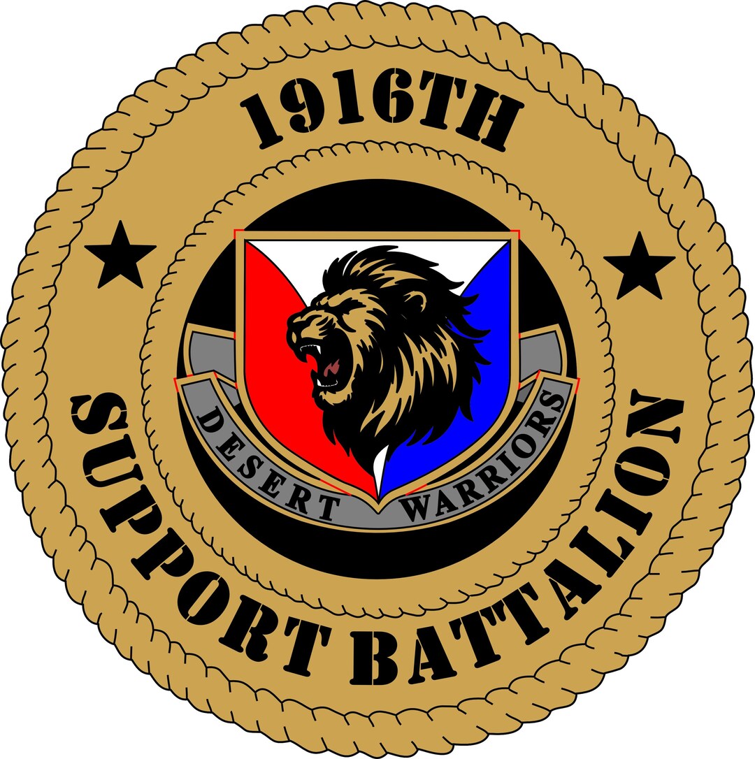 18 Inch 1916th Support Battalion Tribute With Color Center, Black ...