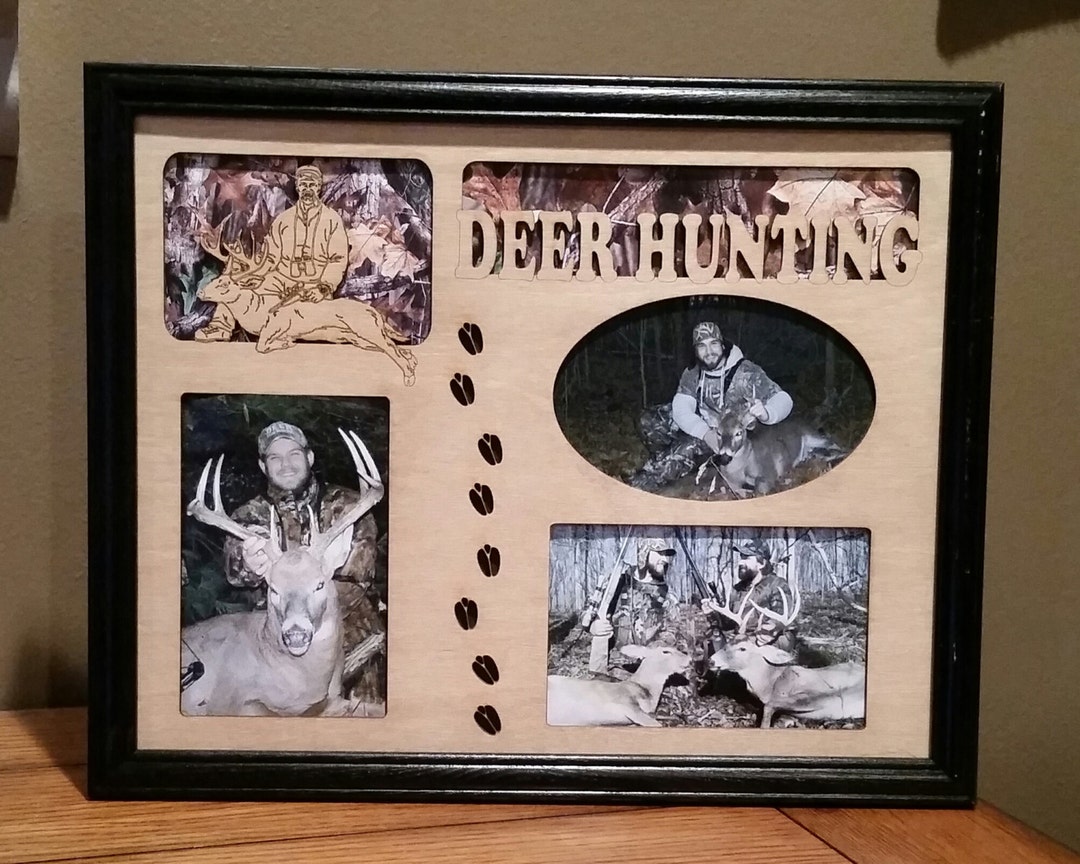 11x14 Deer Hunting Man Laser Engraved Picture Frame With 3 Photo Holes ...