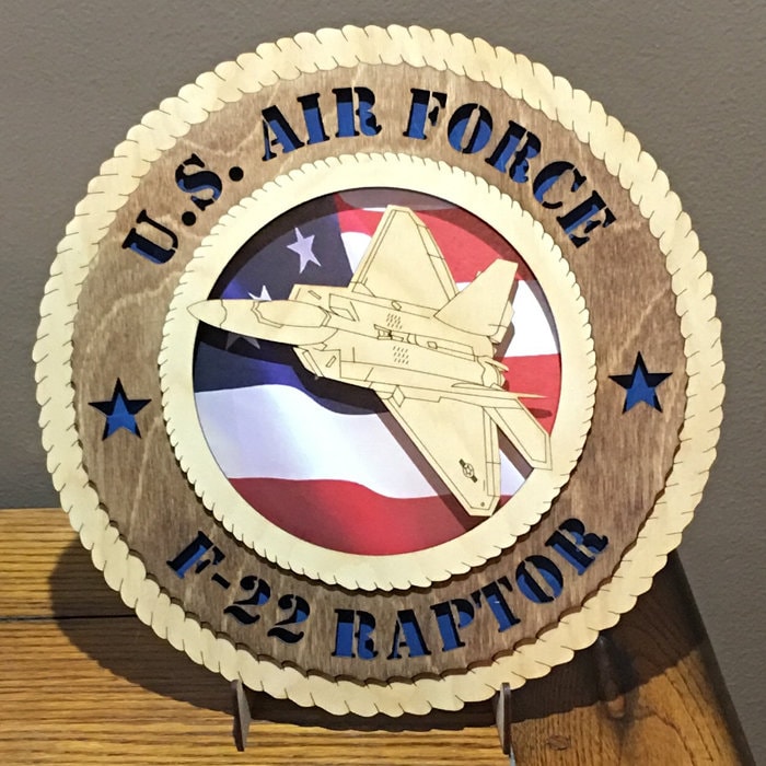 U.S. Air Force F-22 Raptor Wall Tribute W/flagbackground ...
