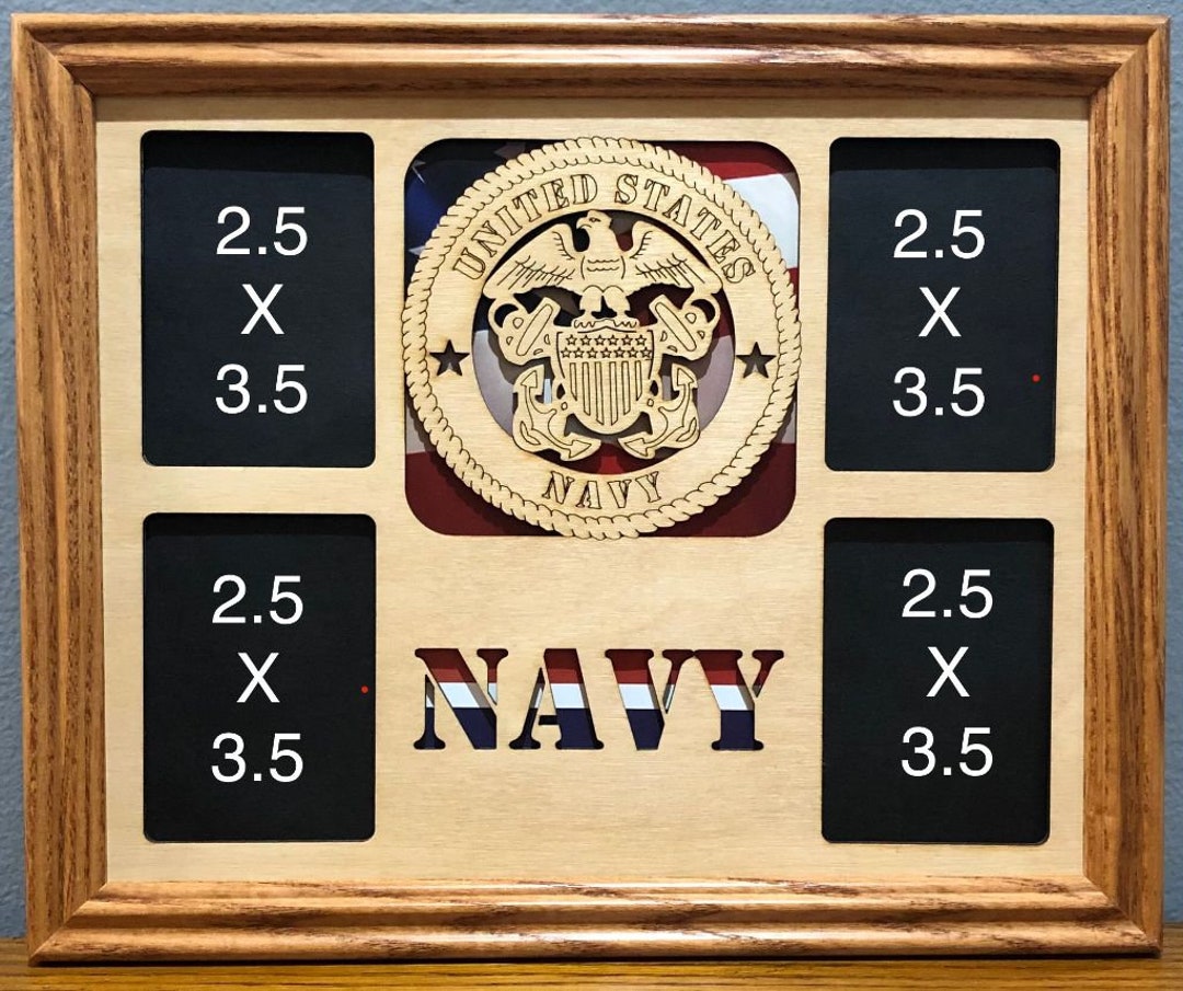 8x10 US Navy Laser Engraved Picture Frame With 4 Photo Holes & Flag ...