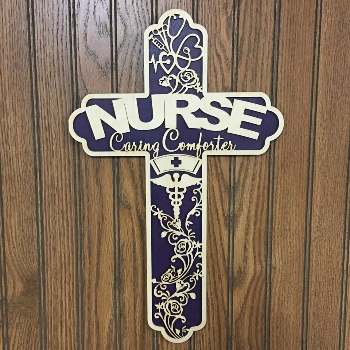 Nursing Cross Wood Sign With Hanger on Back - Etsy