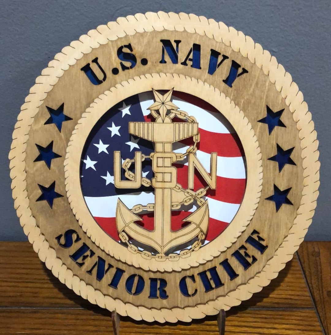 US Navy Senior Chief Wall Tribute Can Be Personalized, Stand Available ...