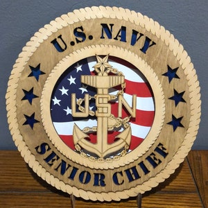 US Navy Senior Chief Wall Tribute Can Be Personalized, Stand Available ...