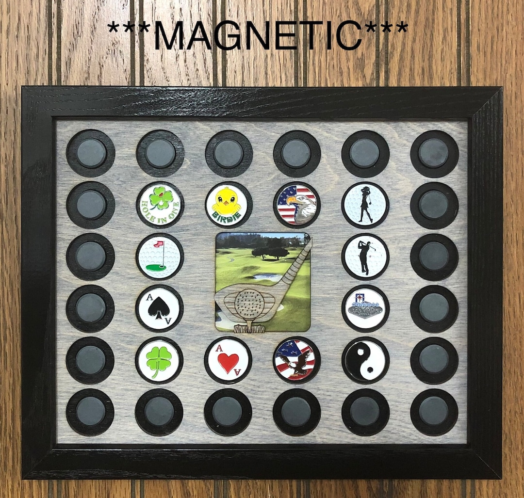 Golf Ball Markers Magnetic Display With Club Fits 32 Golf Ball Markers ...