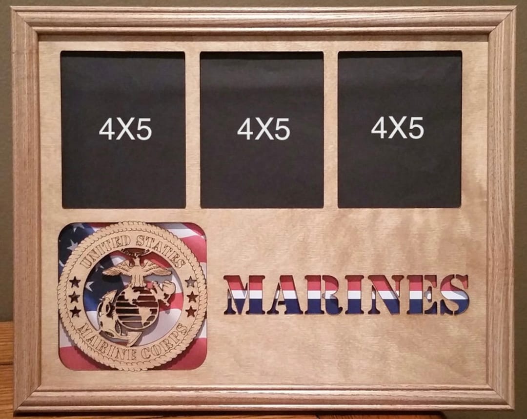 11x14 US Marines Laser Engraved Picture Frame With 3 Photo Holes ...