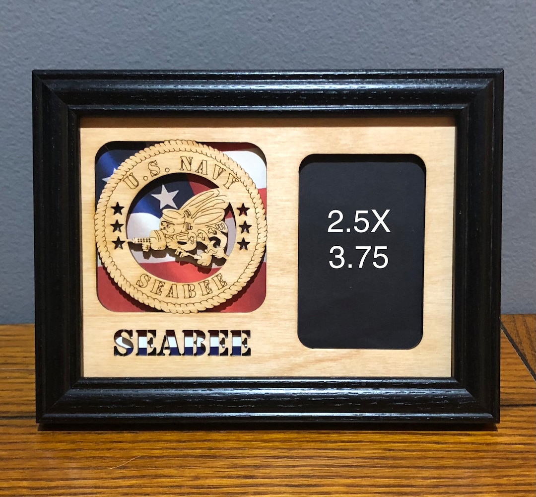 5x7 Laser Engraved Seabee Picture Frame&matte With 2.5x3.75 Photo Hole ...