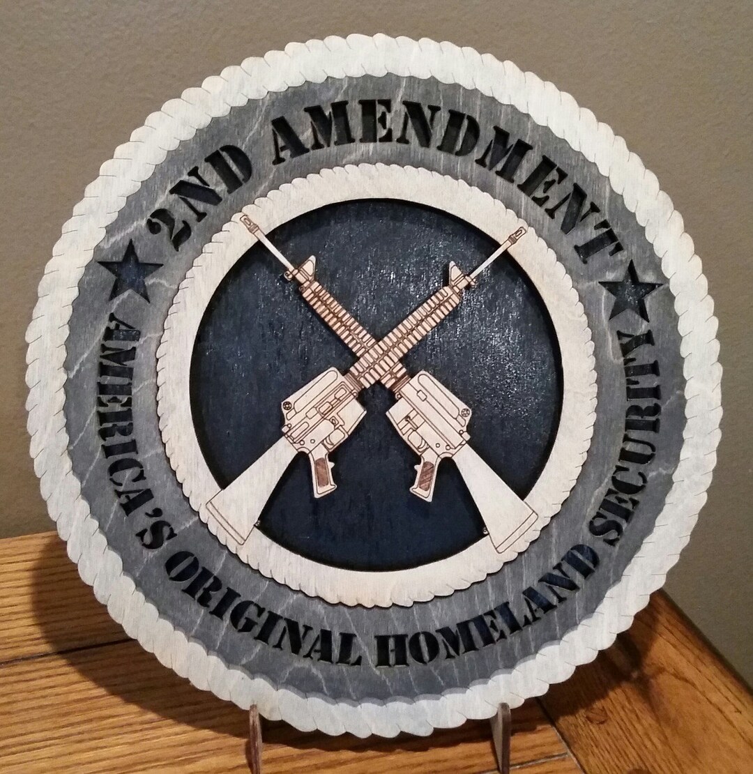 2nd Amendment Wall Tribute Laser Engraved Mancave Military Army Navy Air Force Marines ...