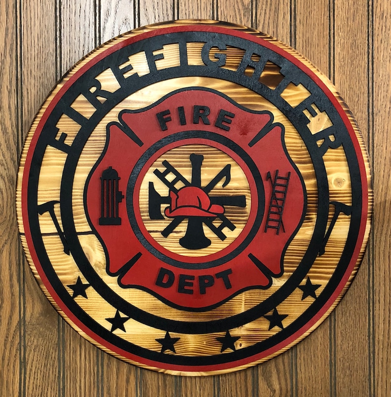 Firefighter Fireman Sign 15 Inch Rustic Round Wood Sign - Etsy