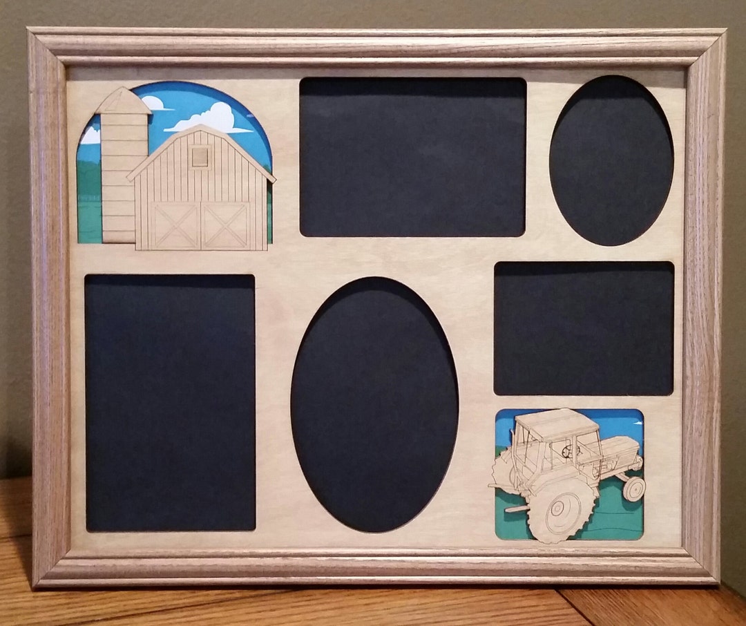 11x14 Farm W/barn & Tractor Laser Engraved Picture Frame With 5 Photo ...