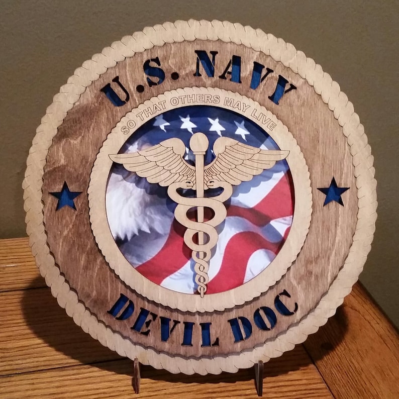 US Navy Devil Doc Wall Tribute Mancave Protect and Serve - Etsy
