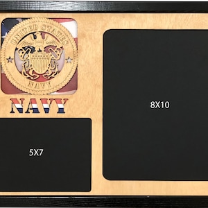 12x16 US Navy Laser Engraved Picture Frame and Matte With 2 Photo Hole ...