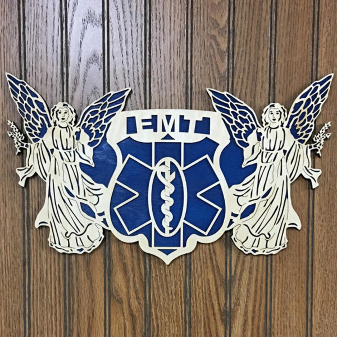 EMT Angels Wood Sign Mancave EMT Logo With Hanger on Back - Etsy