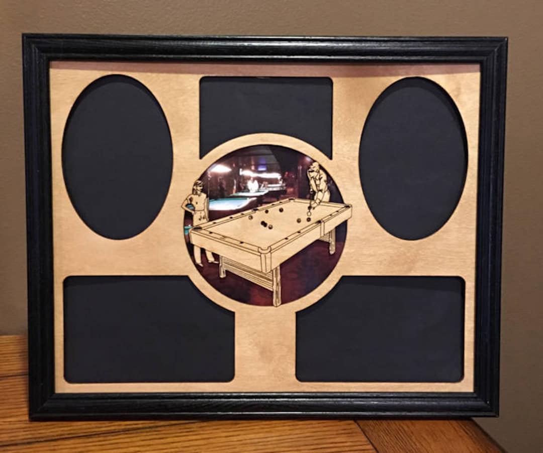 11x14 Pool Table Laser Engraved Picture Frame With 5 Photo Holes Matte ...