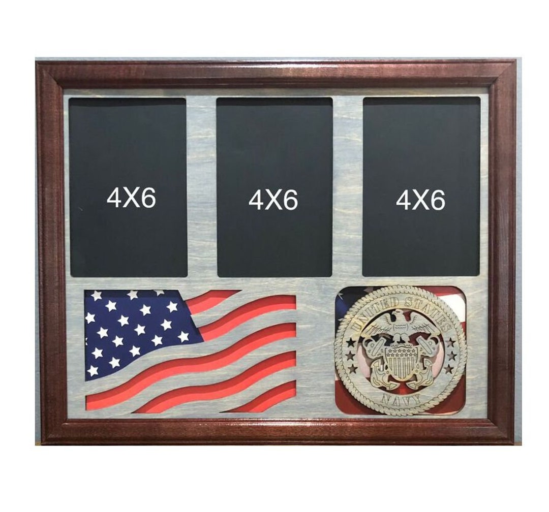 11x14 US Navy Laser Engraved Picture Frame With Photo Hole for 3-4x6 ...