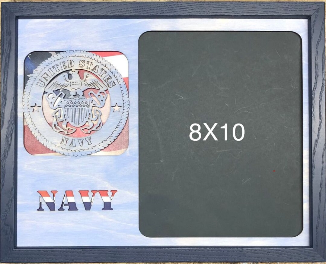 11x14 US Navy Laser Engraved Picture Frame With Aqua Blue Matte and ...