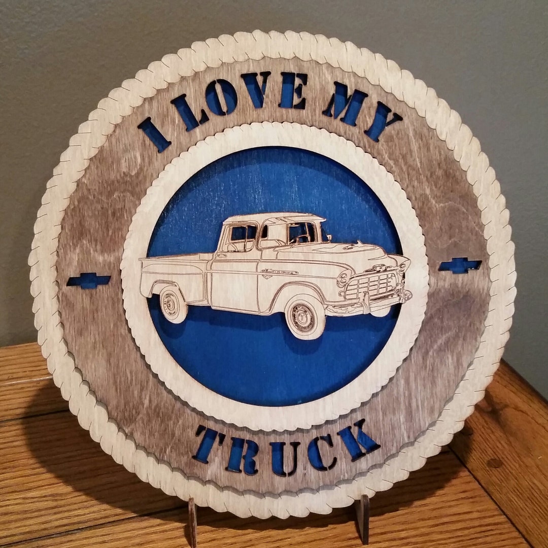 Old Chevy Truck Laser Engraved Wall Tribute Can Be Personalized Mancave ...