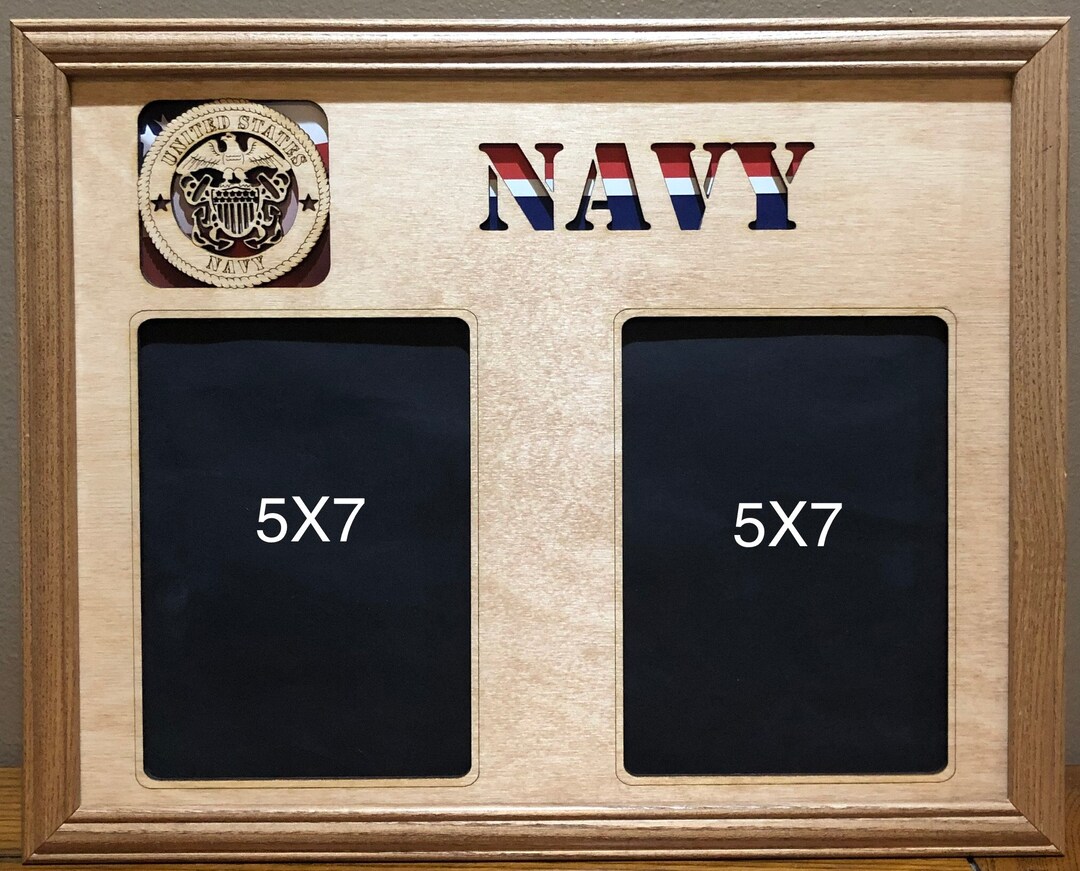 11x14 US Navy Laser Engraved Picture Frame With 2 5x7 Photo Holes ...
