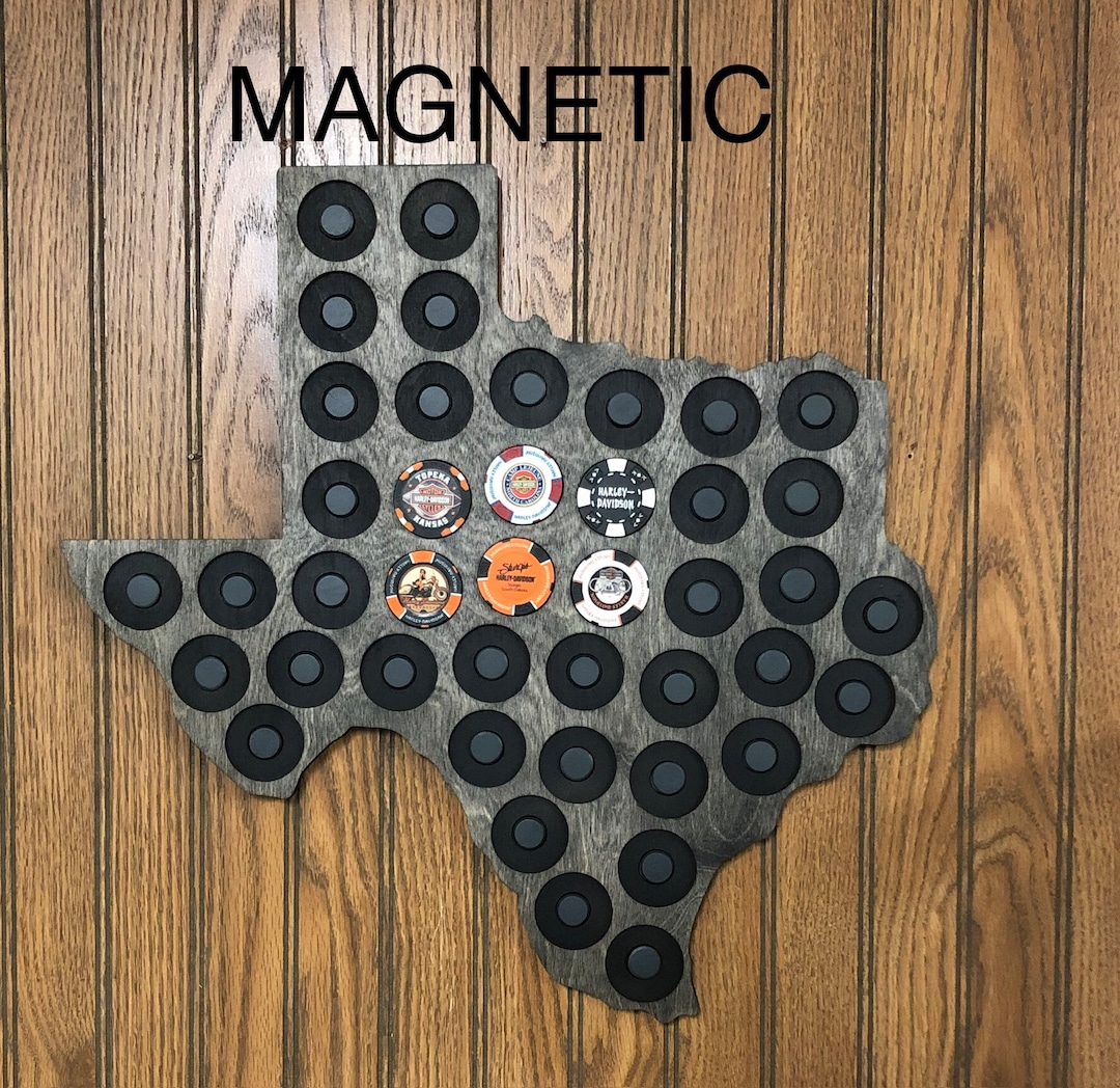 Poker Chip Magnetic Texas Map Display Fits 42 Harley-davidson or Casino ...