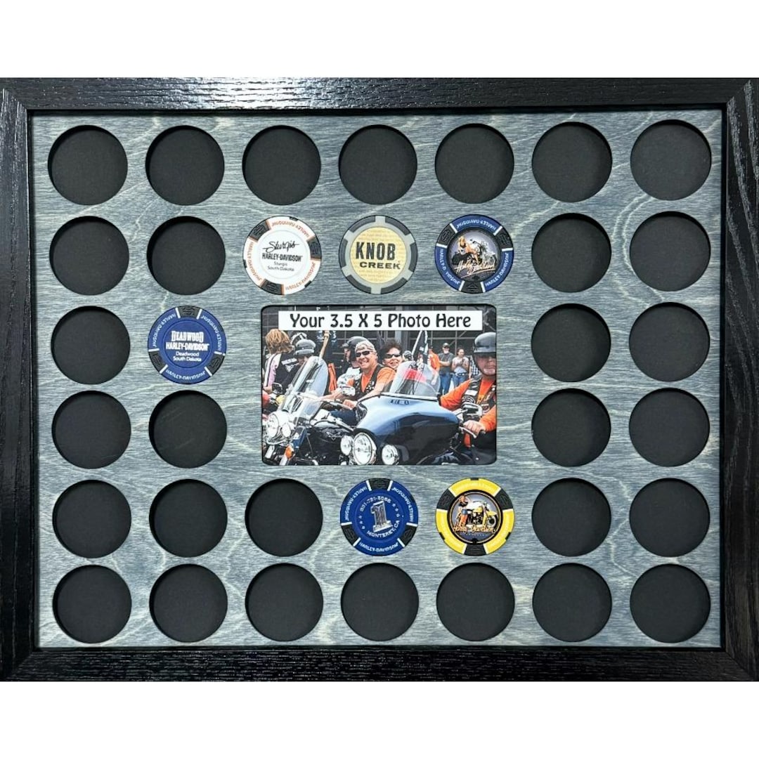 Poker Chip Frame Display Insert Fits 36 Harley-davidson Chips 11 X 14 ...