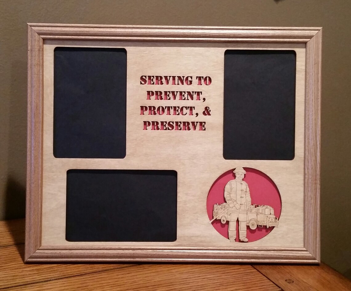 11x14 Fire Department Fireman With Firetruck Firefighter Laser Engraved ...