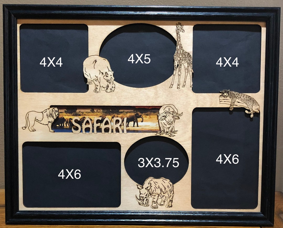 11x14 Safari Vacation Laser Engraved Picture Frame With 6 Photo Holes ...