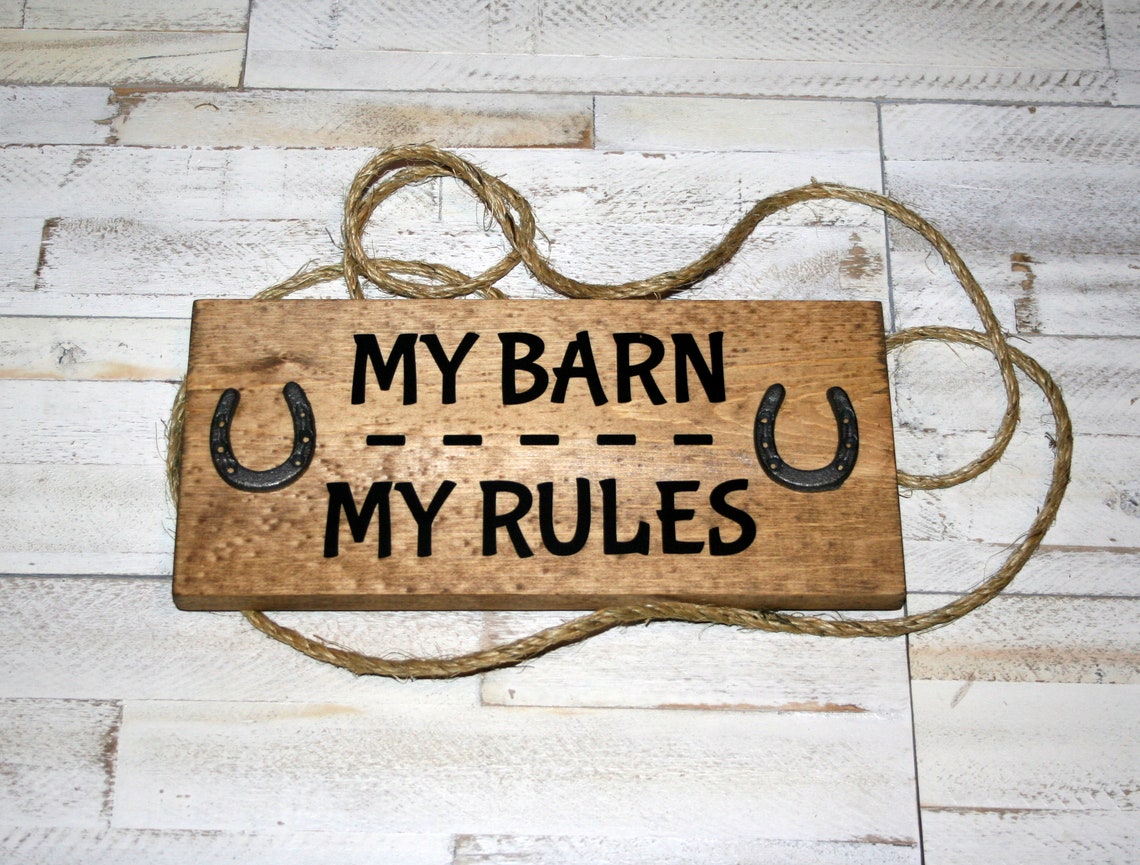 Rustic MY BARN RULES Wood Sign Western Horseshoe Barn - Etsy