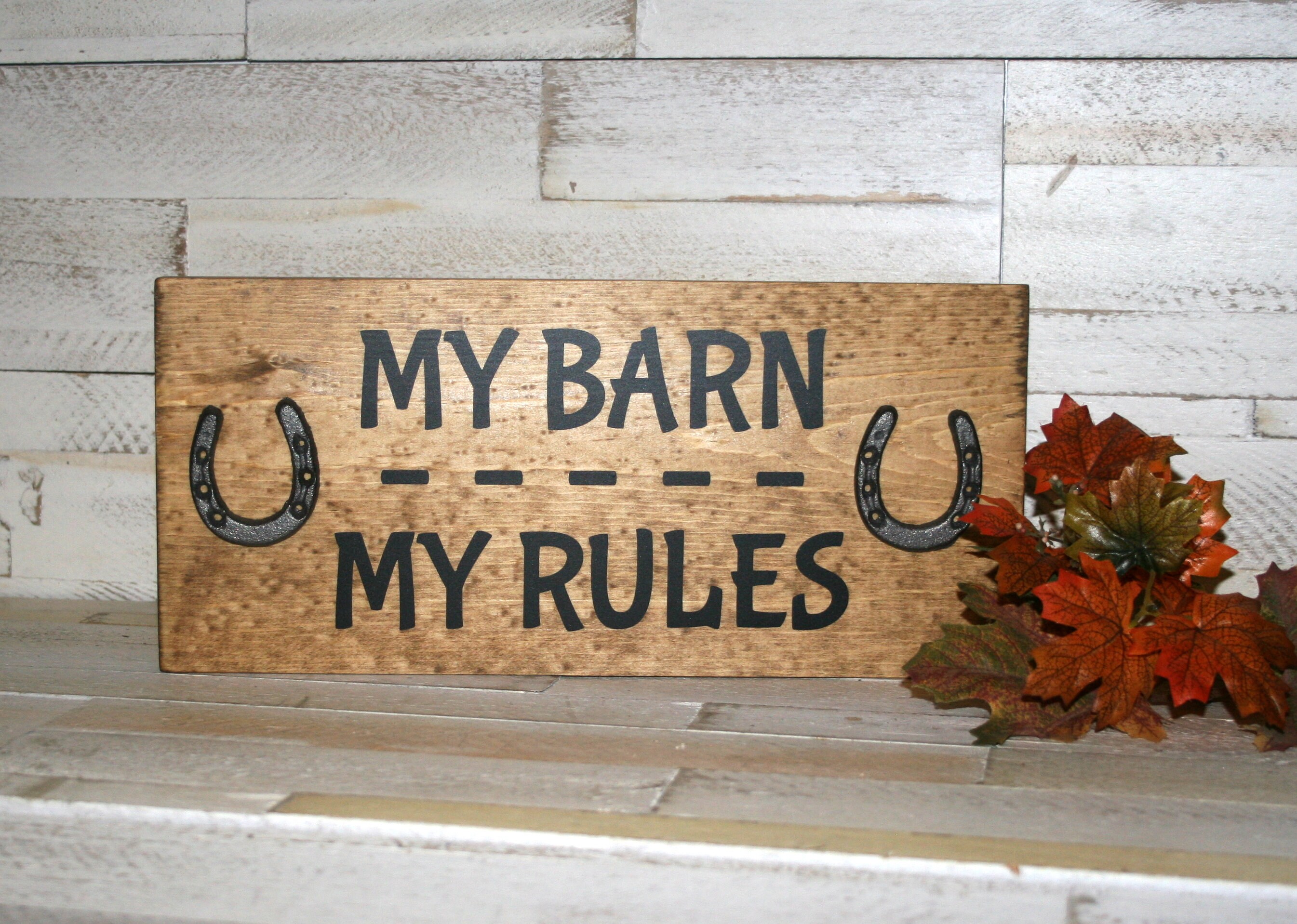 Rustic MY BARN RULES Wood Sign Western Horseshoe Barn | Etsy