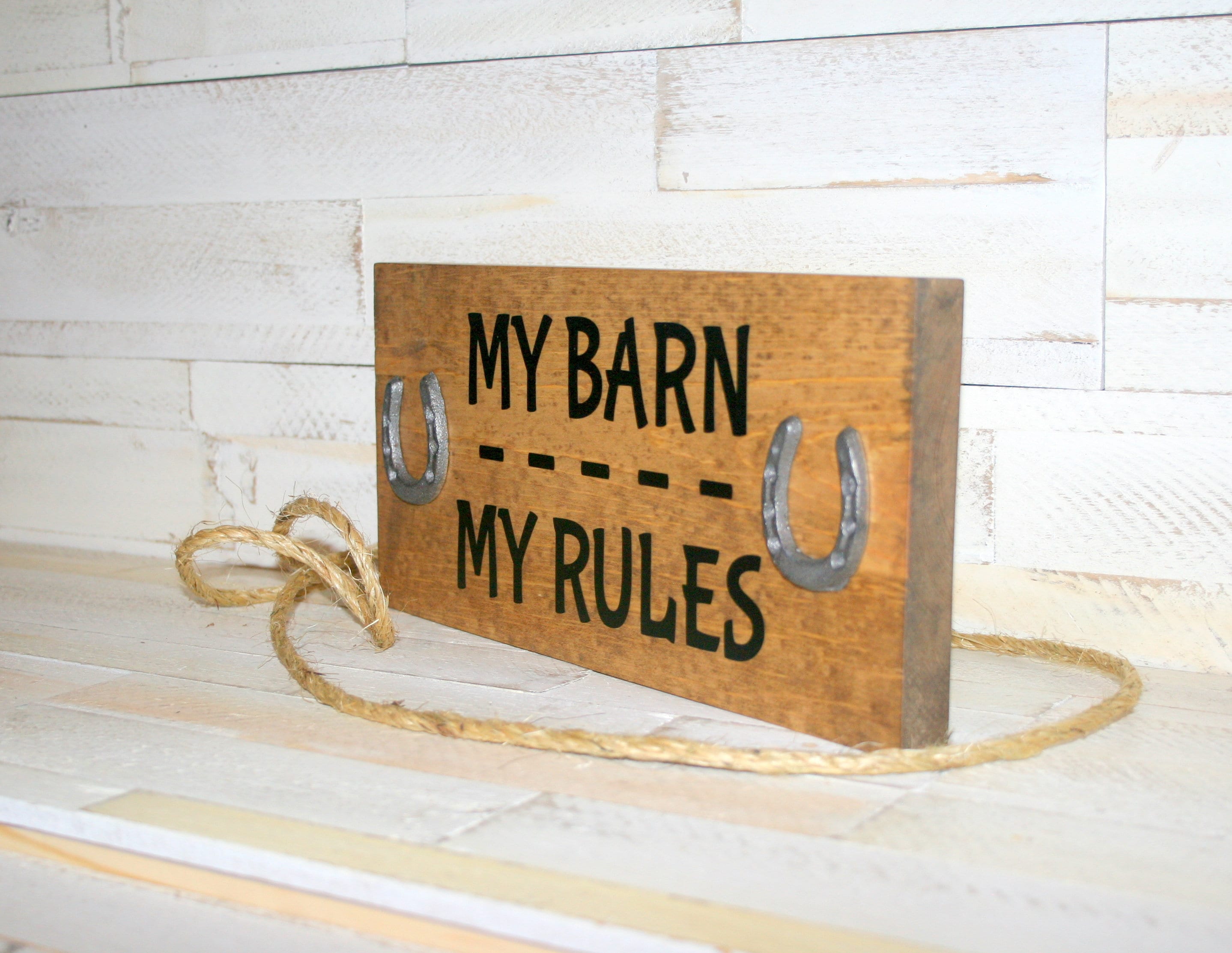 Rustic MY BARN RULES Wood Sign Western Horseshoe Barn | Etsy