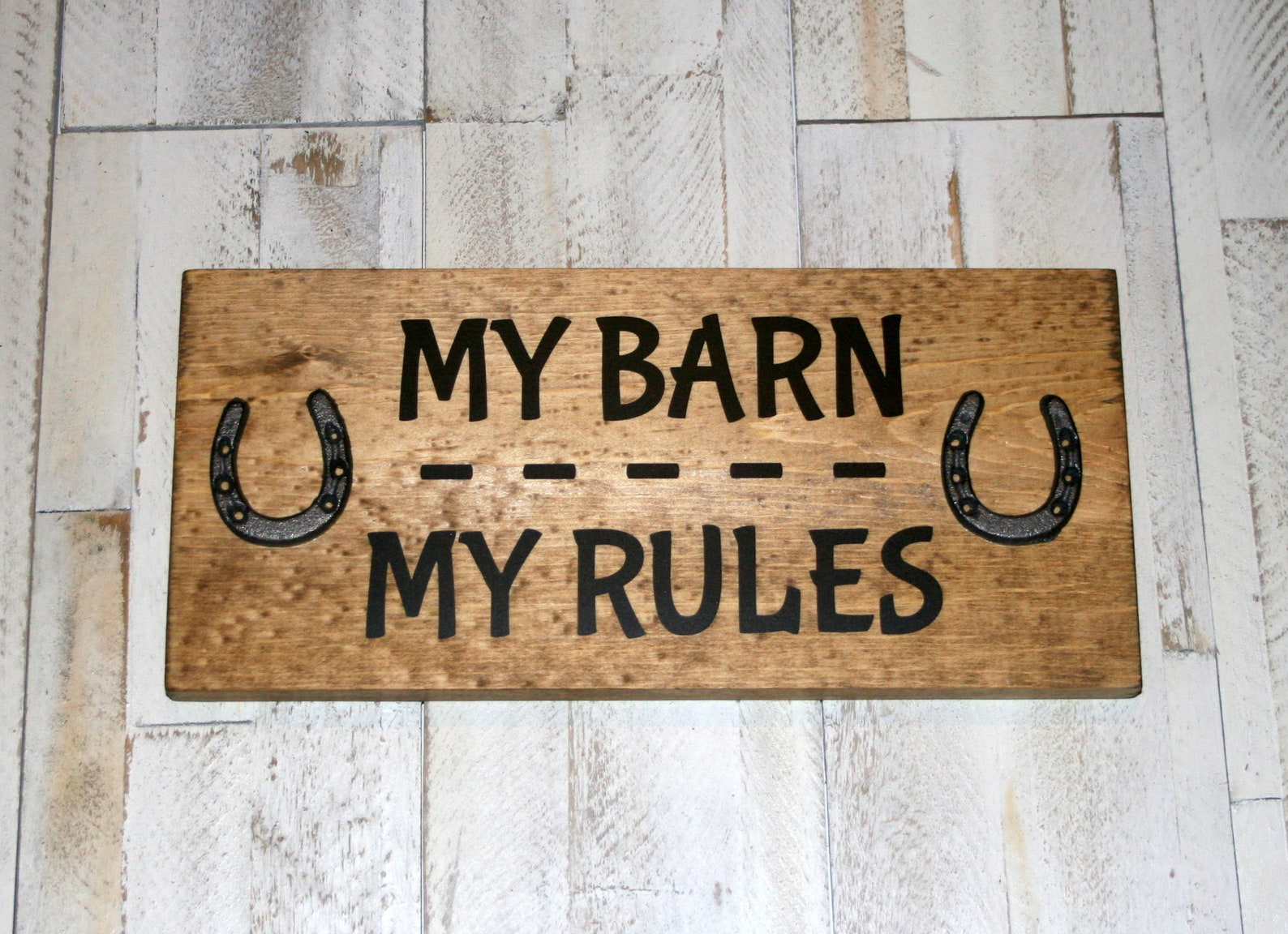 Rustic MY BARN RULES Wood Sign Western Horseshoe Barn - Etsy