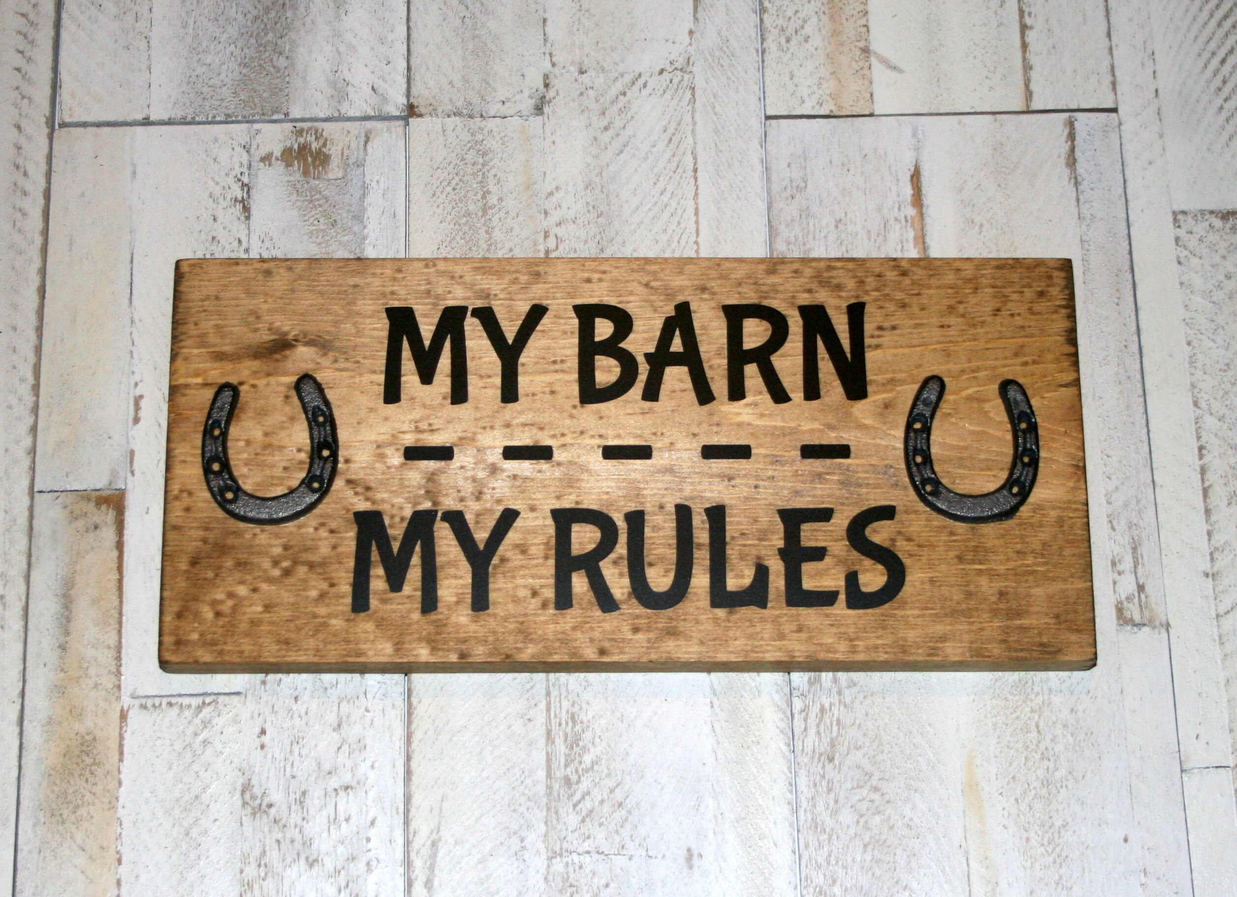 Rustic MY BARN RULES Wood Sign Western Horseshoe Barn | Etsy